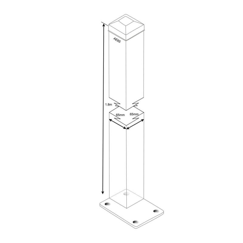 BJ50 - 50mm post 1.8m long with 100mm offset to cut to length + base ...
