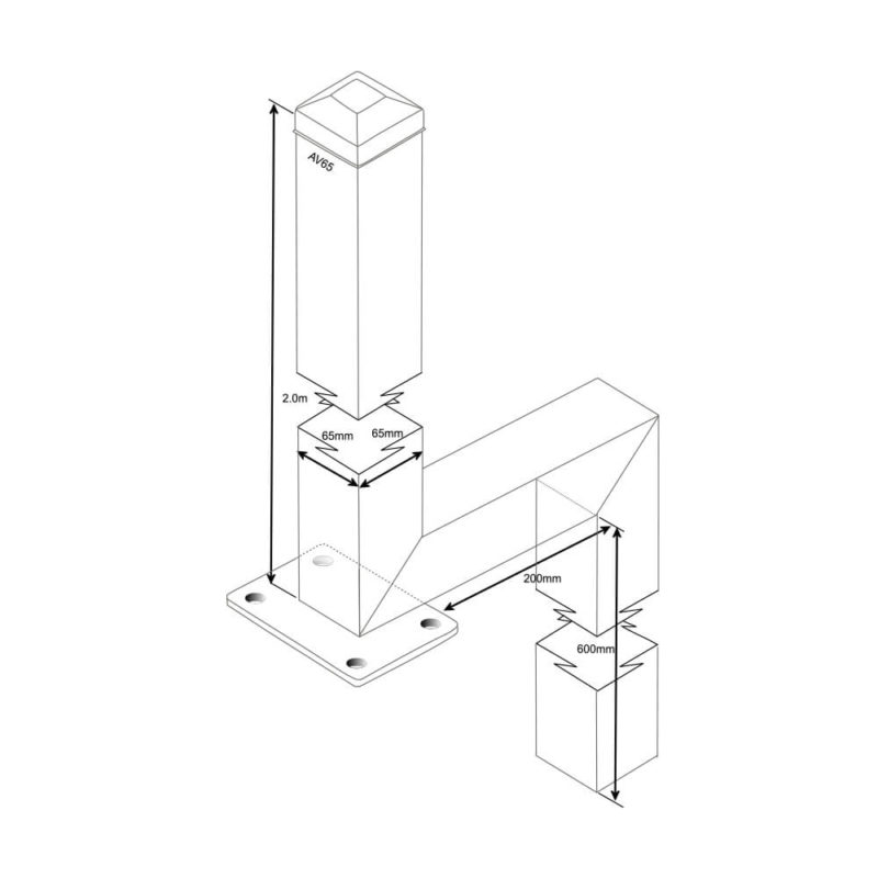 AV65 – 65mm post 2.0m long with 200mm dogleg offset + cleat – Fence ...