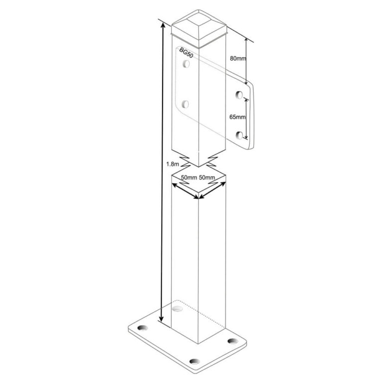 AN65 - 65mm post 2.6m long with 200mm dogleg offset + cleat - Fence ...