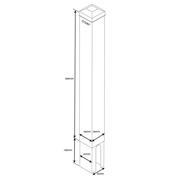 BY50 – 50mm post 0.6m long Sleeve in post extension – Fence Posts To Site