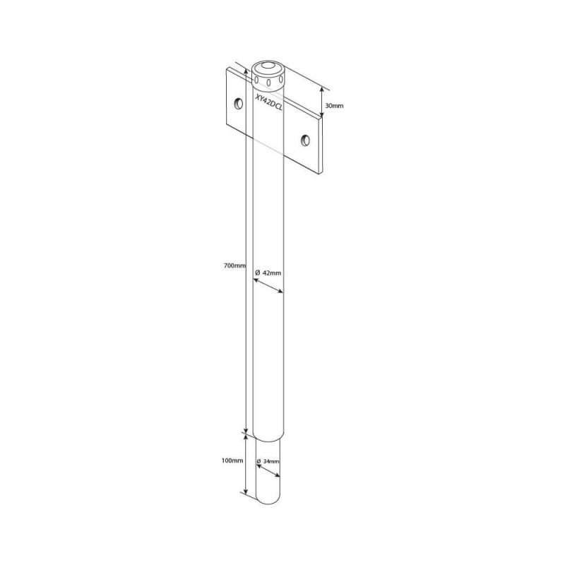 XY42DCL – Double Cleat, Round galvanised 0.7m long sleeve in post ...